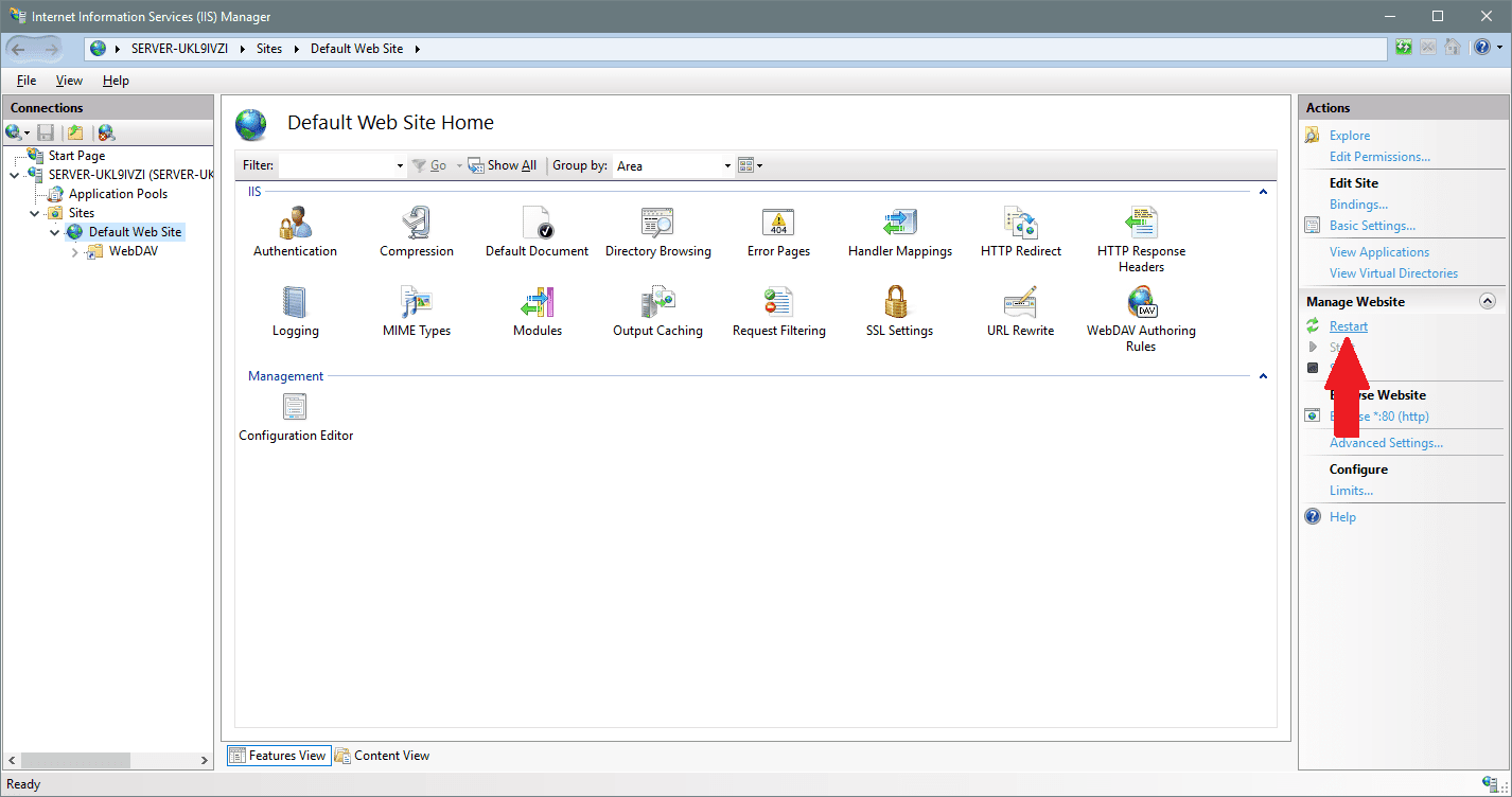 Setting up WebDAV on Windows Server 2016 - gridscale